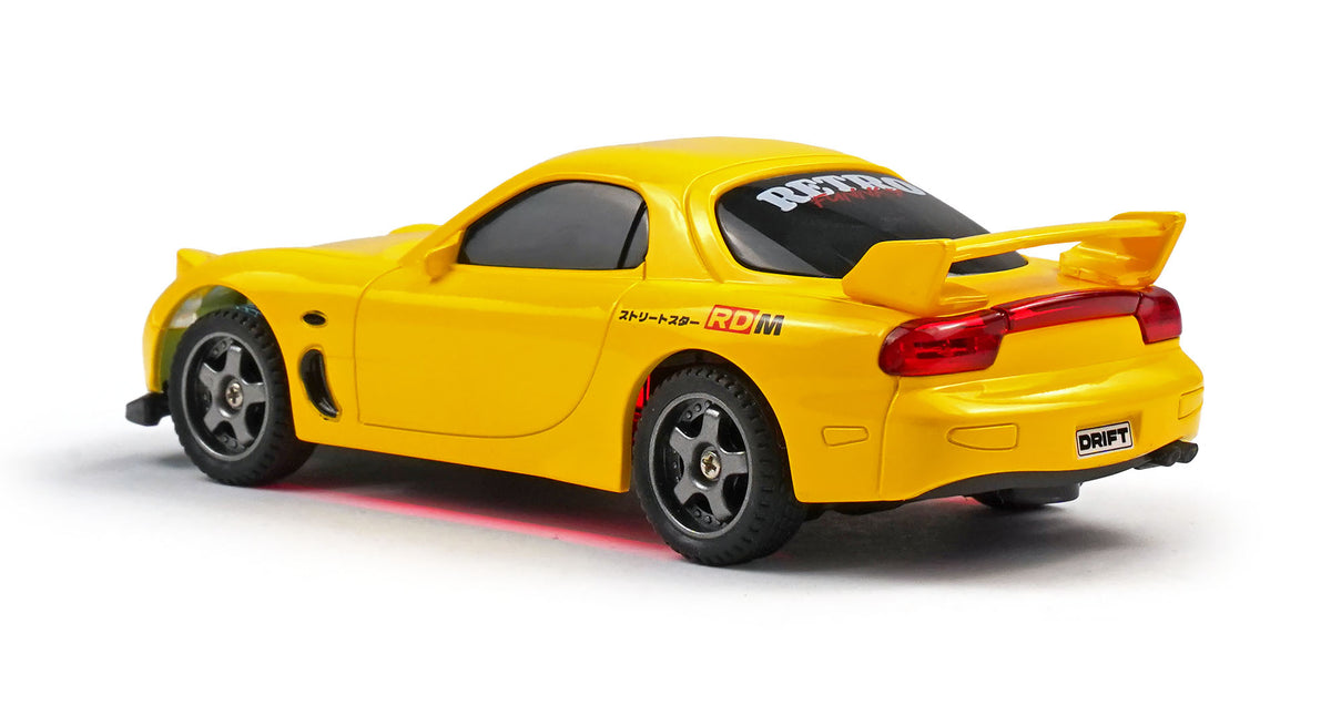 RCG Racing Micro DC 'Legends' 1/43 Drift Car - JDM R7 Yellow